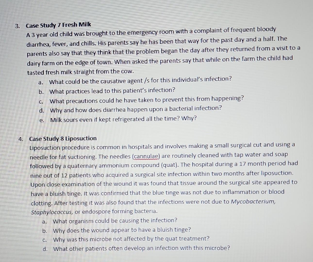 Solved 3. Case Study 7 Fresh Milk A 3 year old child was | Chegg.com