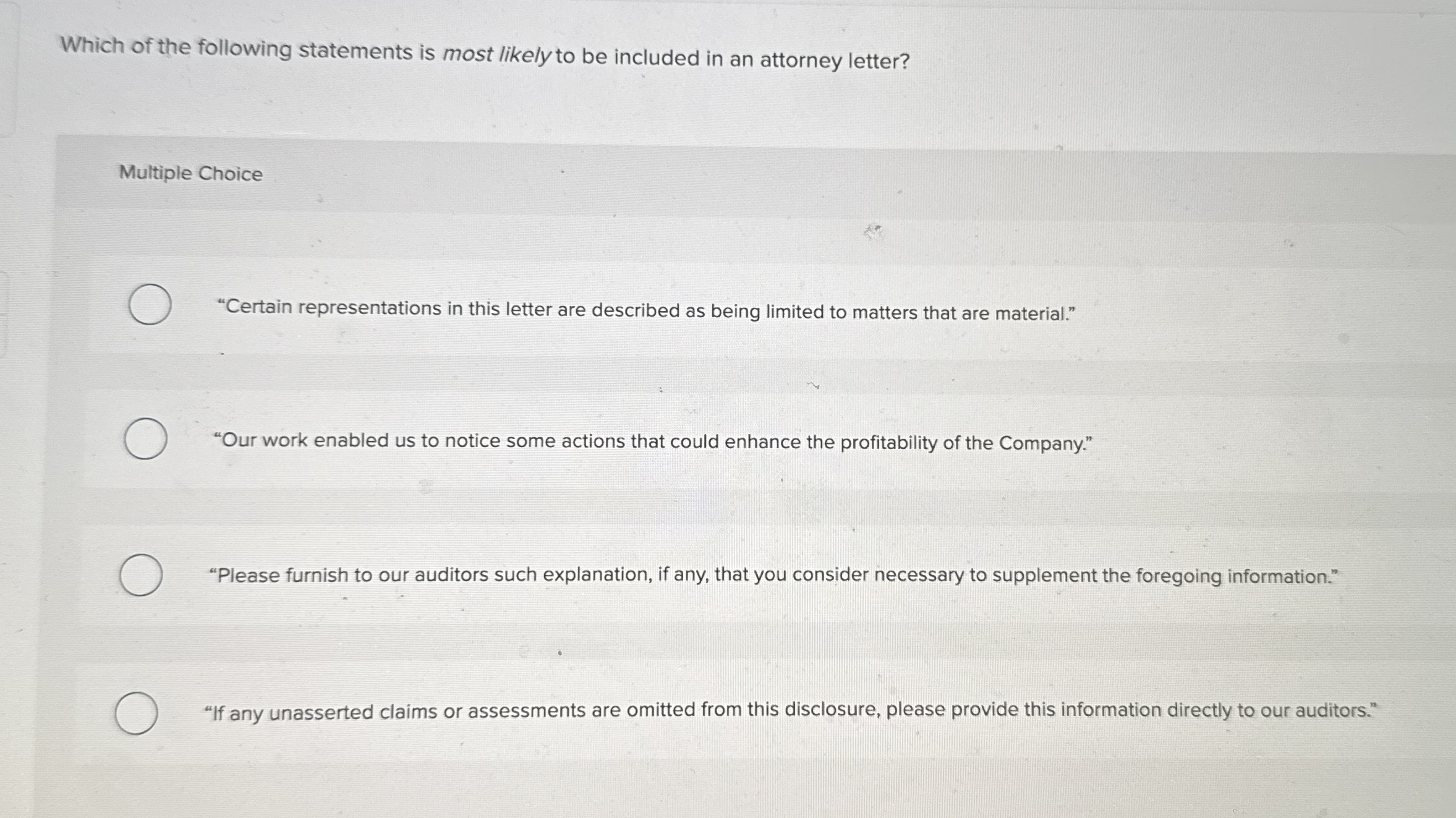 Solved Which of the following statements is most likely to | Chegg.com