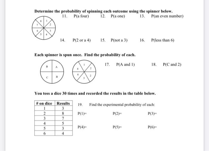 Solved Determine the probability of spinning each outcome | Chegg.com