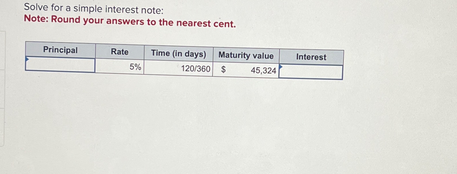 Solved Solve for a simple interest note:Note: Round your | Chegg.com