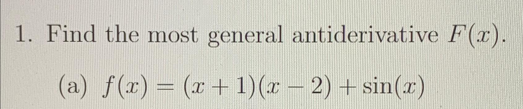 Solved Find the most general antiderivative | Chegg.com
