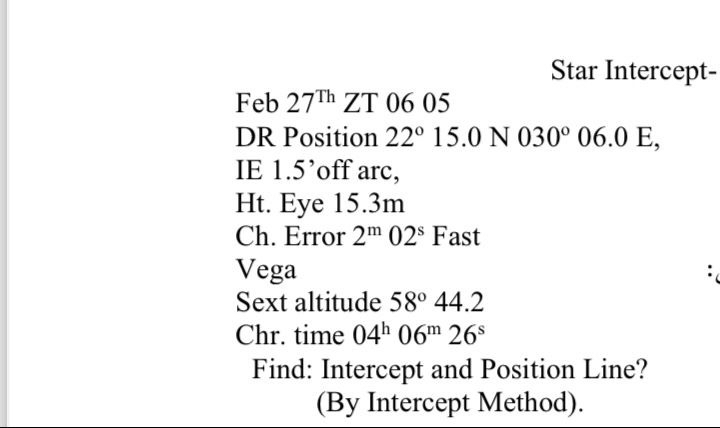 Solved Star InterceptFeb 27Th ﻿ZT 0605DR Position | Chegg.com