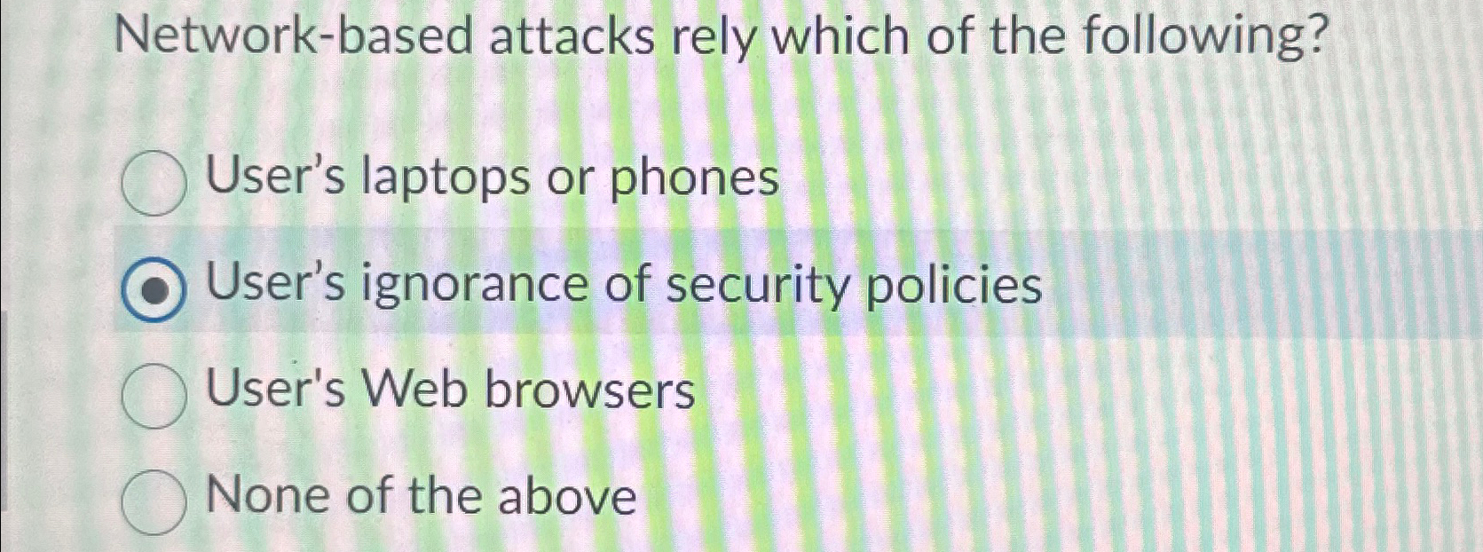 Solved Network-based attacks rely which of the | Chegg.com