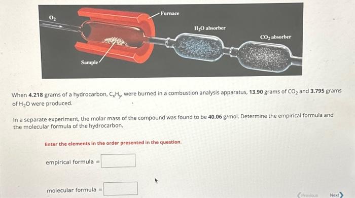 Solved When 4.218 grams of a hydrocarbon, CxHy were burned | Chegg.com