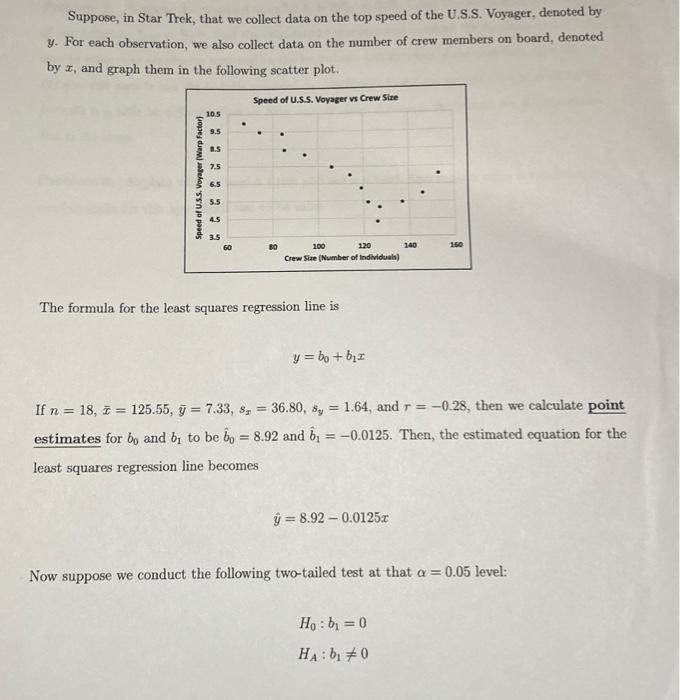 Solved Suppose, in Star Trek, that we collect data on the | Chegg.com