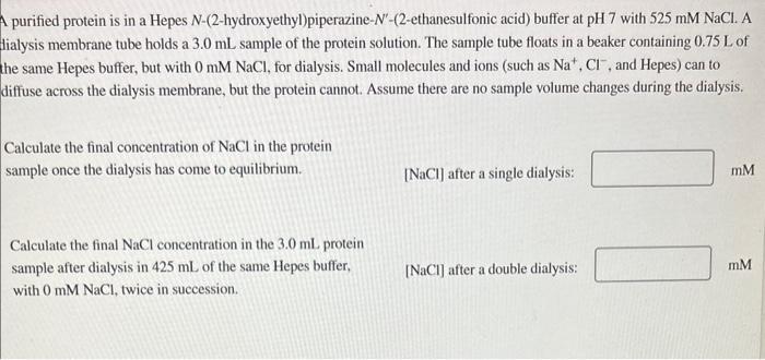 Solved purified protein is in a Hepes | Chegg.com