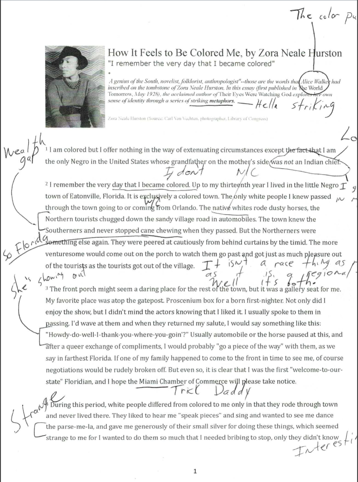 Please read the following work by Zora Neale Hurston | Chegg.com