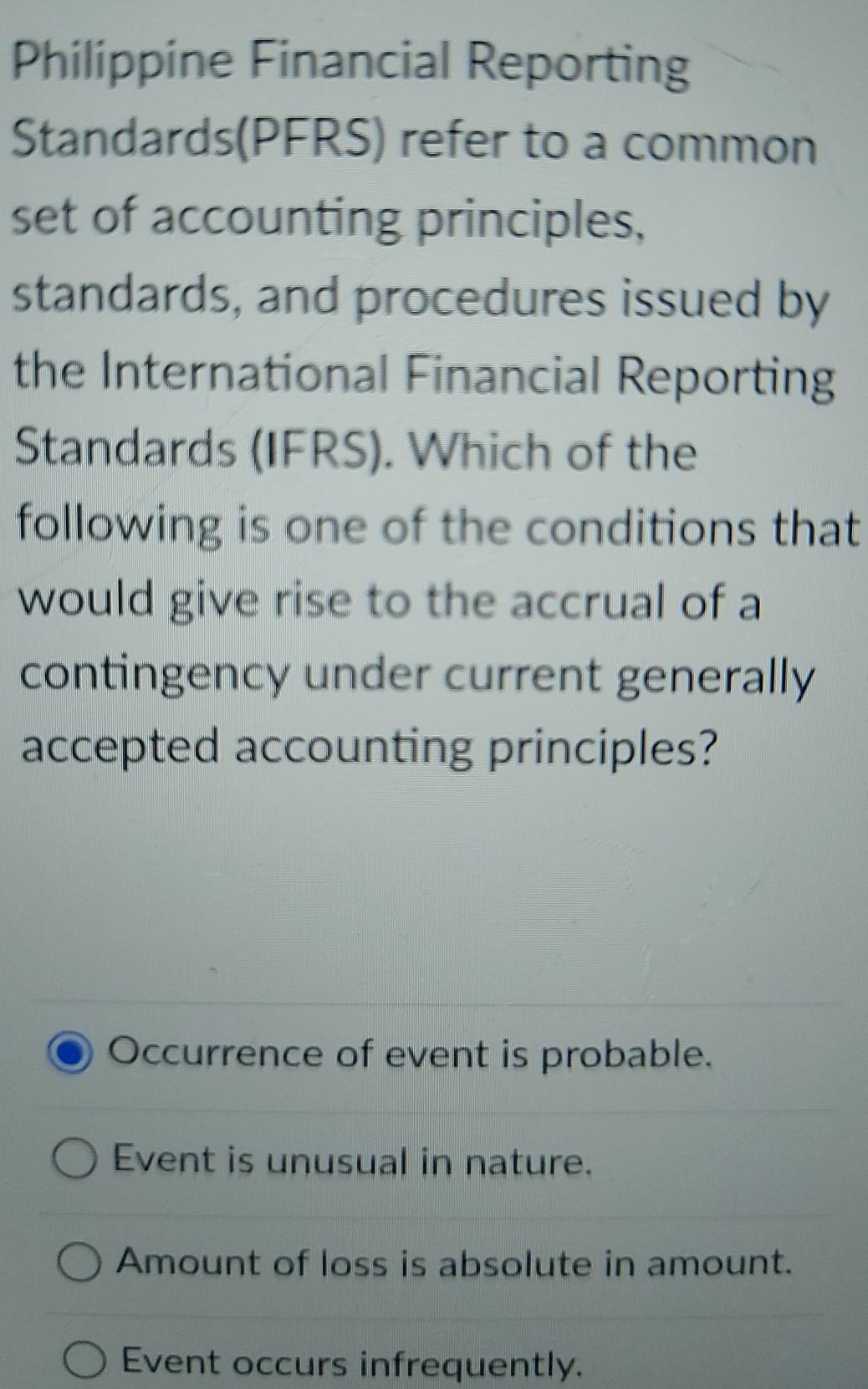 Solved Philippine Financial Reporting Standards(PFRS) refer | Chegg.com