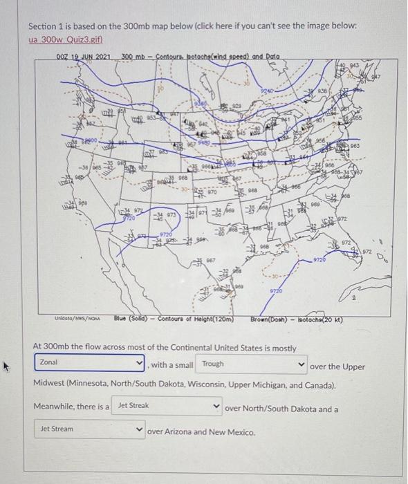 Solved Section 1 is based on the 300mb map below (click here | Chegg.com