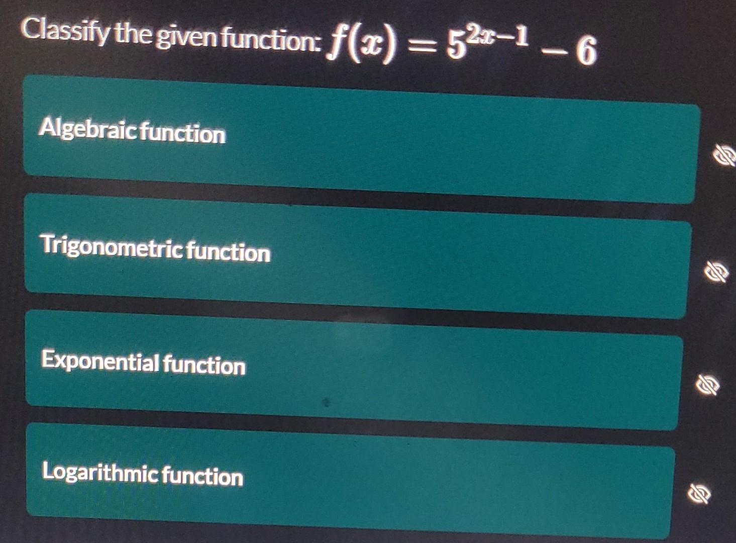 Solved Classify The Givenfunction F x 52x 1 6 Chegg