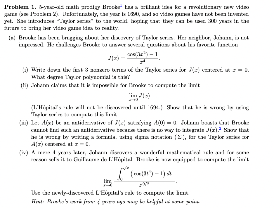Solved Problem 1. 5-year-old math prodigy Brooke ?1 ﻿has a | Chegg.com