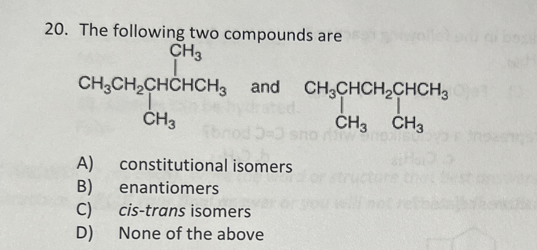 Solved The following two compounds areandA) ﻿constitutional | Chegg.com