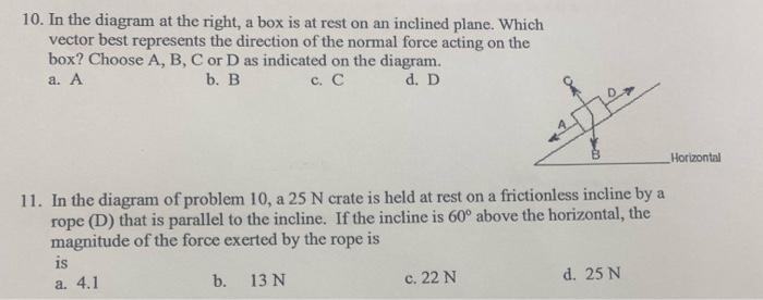 Solved 10. In the diagram at the right, a box is at rest on | Chegg.com