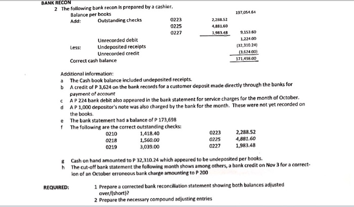 Solved Required:1. Prepare a corrected bank reconciliation | Chegg.com
