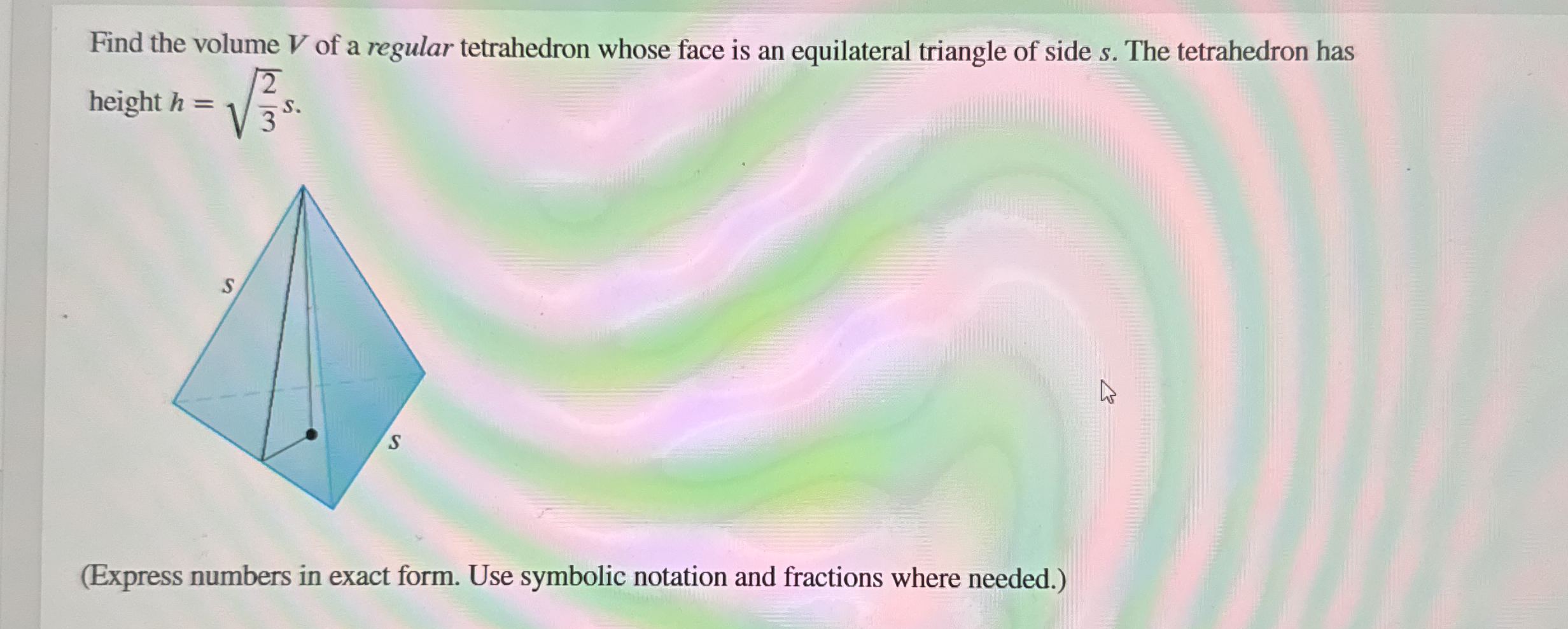 Solved Find the volume V ﻿of a regular tetrahedron whose | Chegg.com