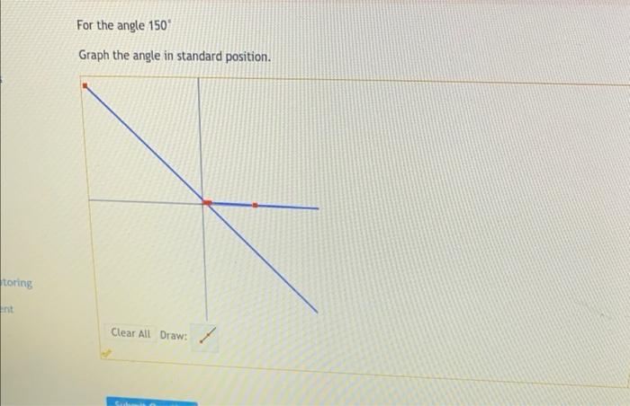 Solved toring ent For the angle 150 Graph the angle in | Chegg.com
