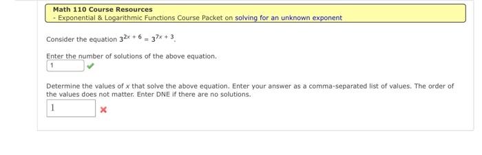 Solved Math 110 Course Resources - Exponential \& | Chegg.com