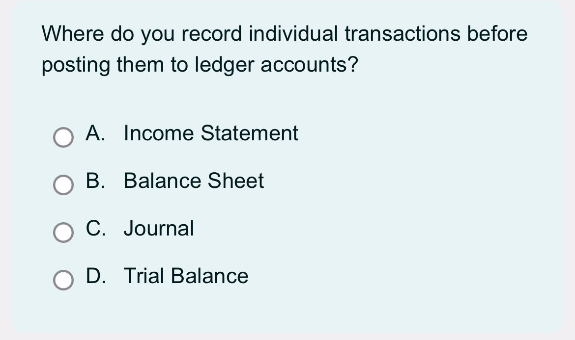 Solved Where do you record individual transactions | Chegg.com