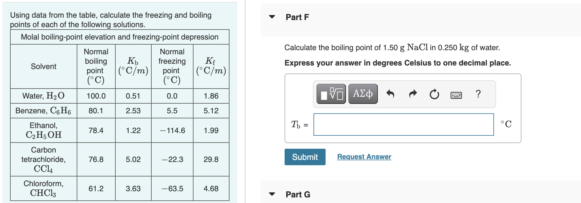 Solved Using data from the table, calculate the freezing and | Chegg.com