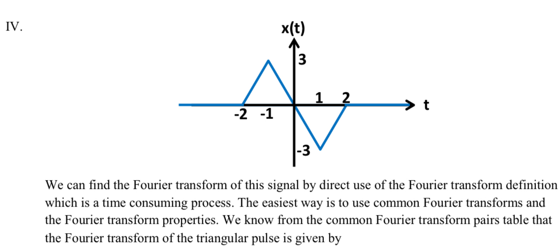 Solved IV.We can find the Fourier transform of this signal | Chegg.com