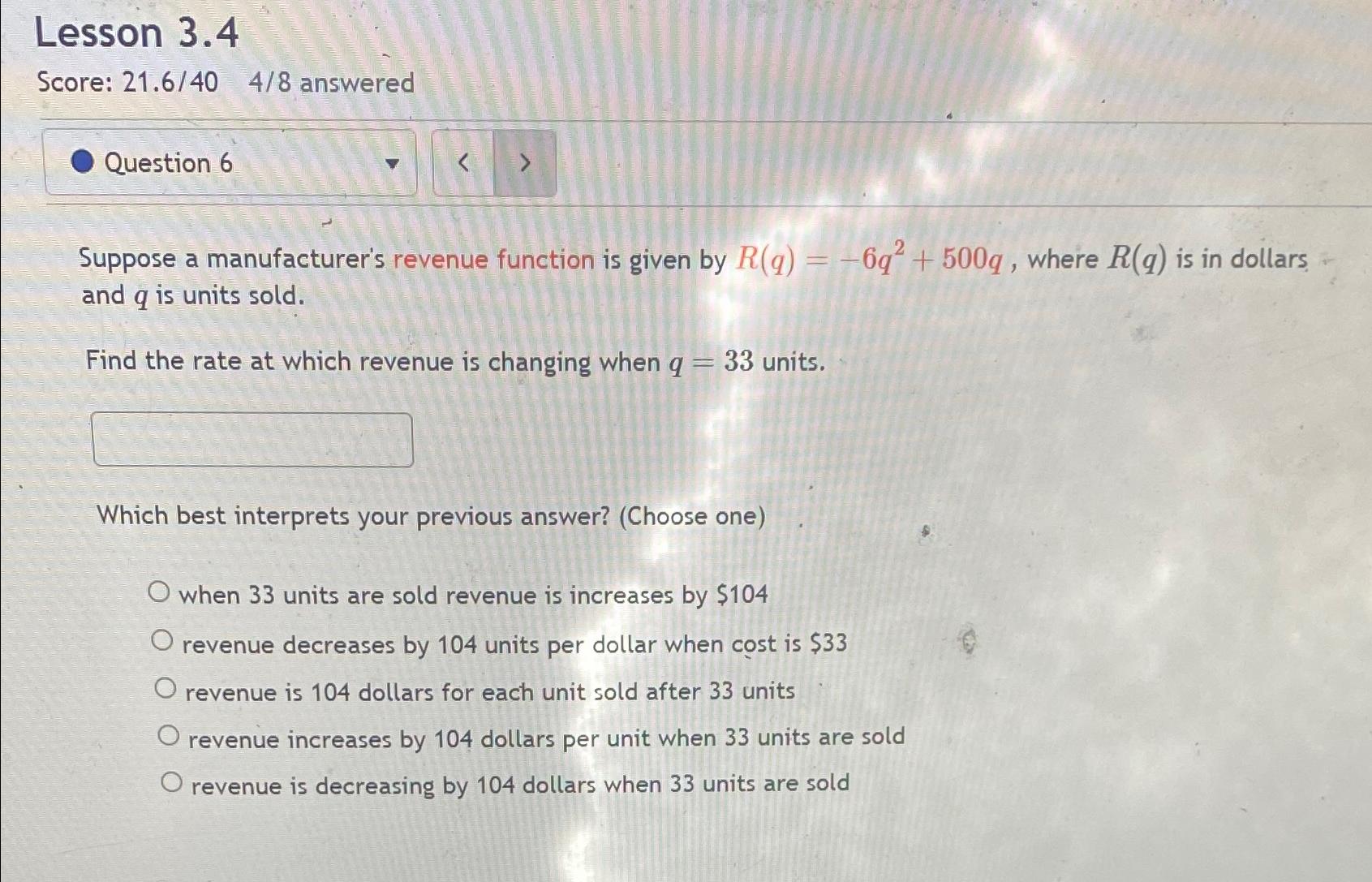 Solved Lesson 3.4Score: 21.640,48 ﻿answeredSuppose a | Chegg.com