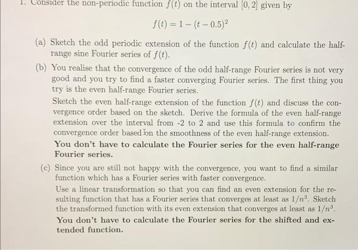 Solved 1. Consider the non-periodic function f(t) on the | Chegg.com