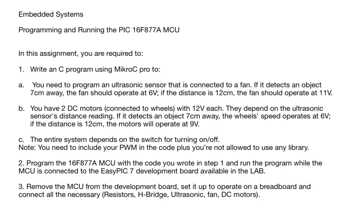 Solved Embedded SystemsProgramming and Running the PIC | Chegg.com