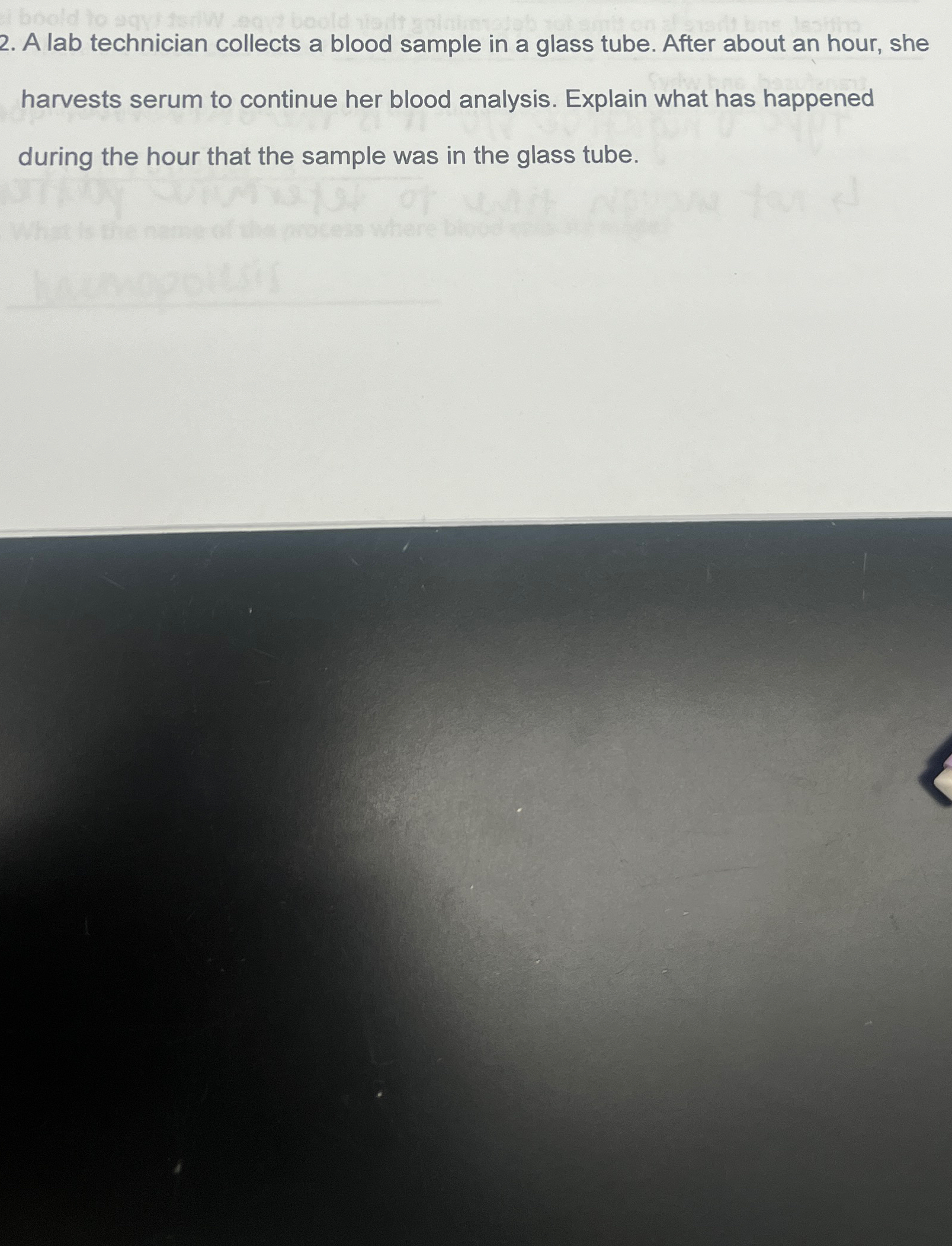 Solved A lab technician collects a blood sample in a glass | Chegg.com