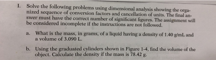 Solved I. Solve the following problems using dimensional | Chegg.com