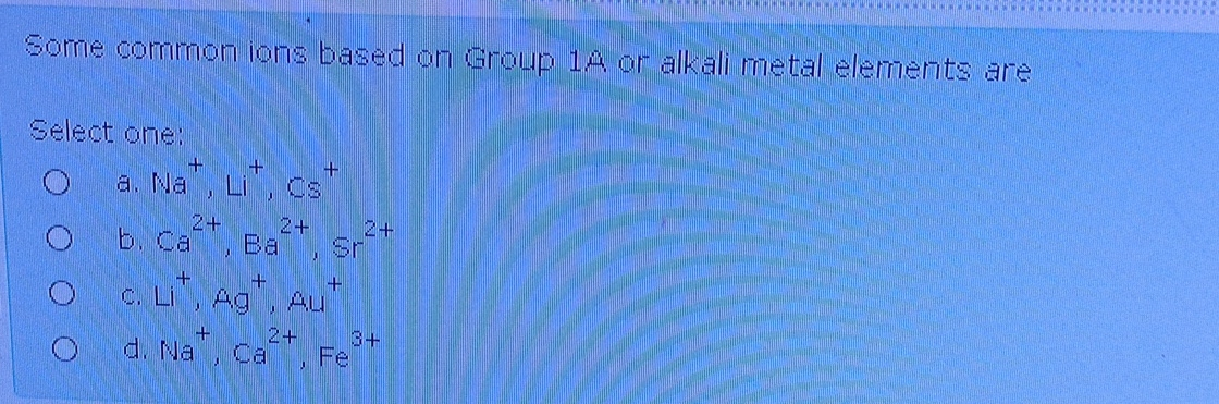 Solved Gome common ions based on Group 1A ﻿or alkali metal | Chegg.com