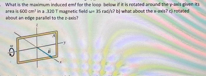 Solved What is the maximum induced emf for the loop below if | Chegg.com