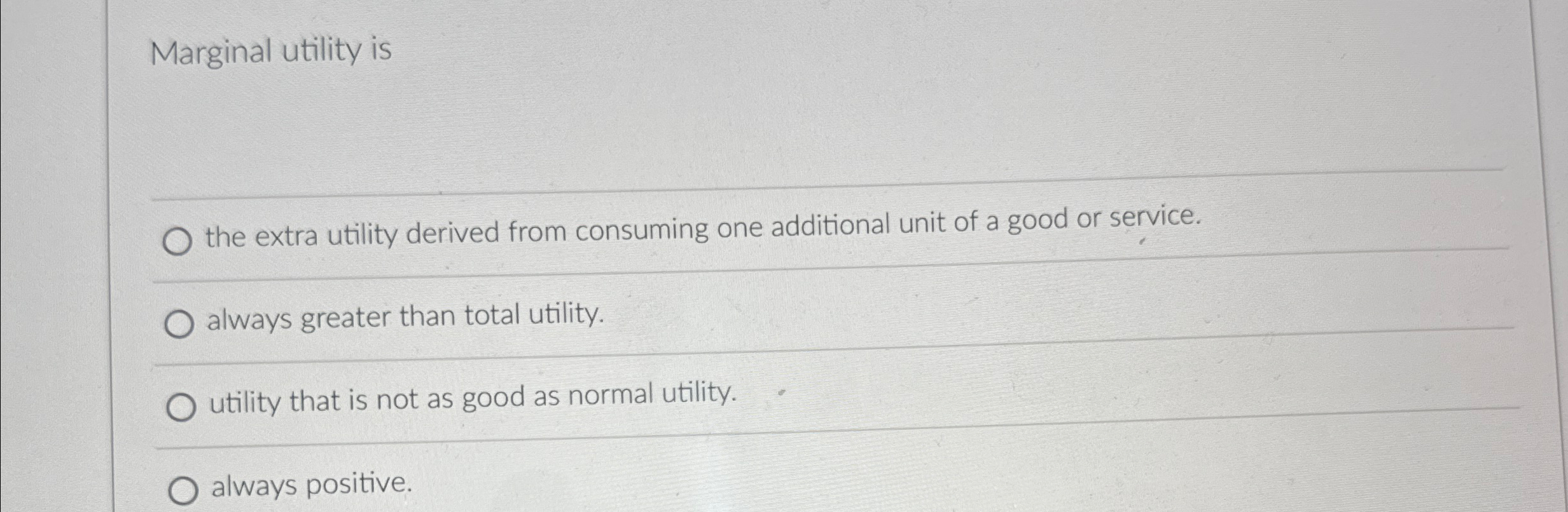 Solved Marginal utility isq,the extra utility derived from | Chegg.com
