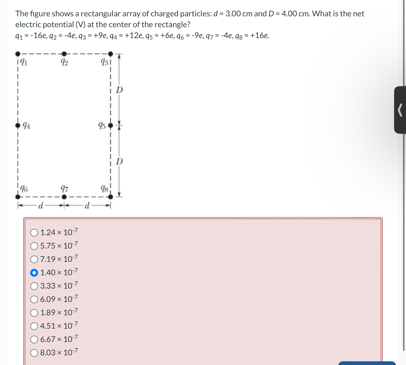 Solved The figure shows a rectangular array of charged | Chegg.com