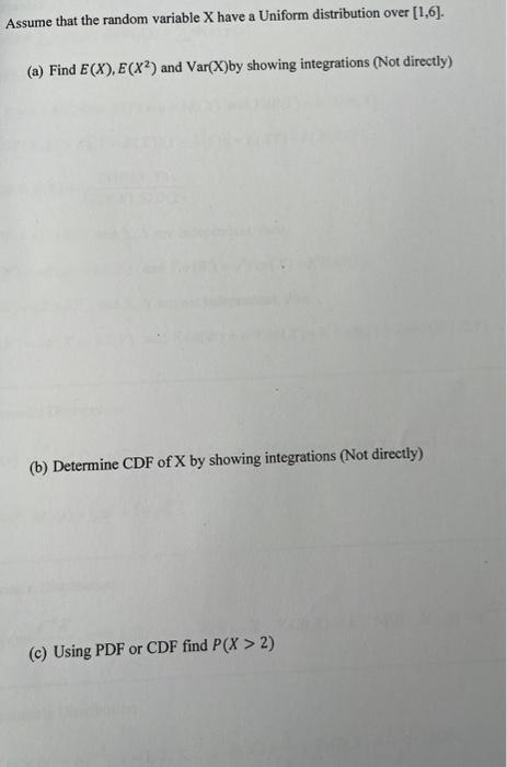 Solved Assume that the random variable X have a Uniform | Chegg.com