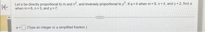 Solved Let a be directly proportional to m and n2, and | Chegg.com