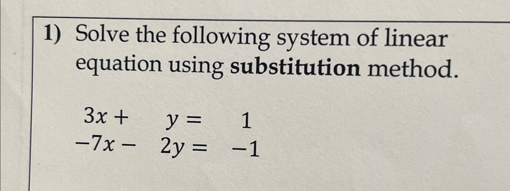 Solved Solve the following system of linear equation using | Chegg.com