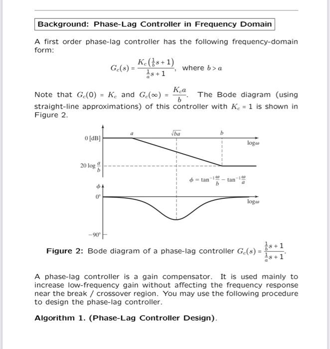 Solved 2. Phase-Lag Controller Design Consider the unity | Chegg.com