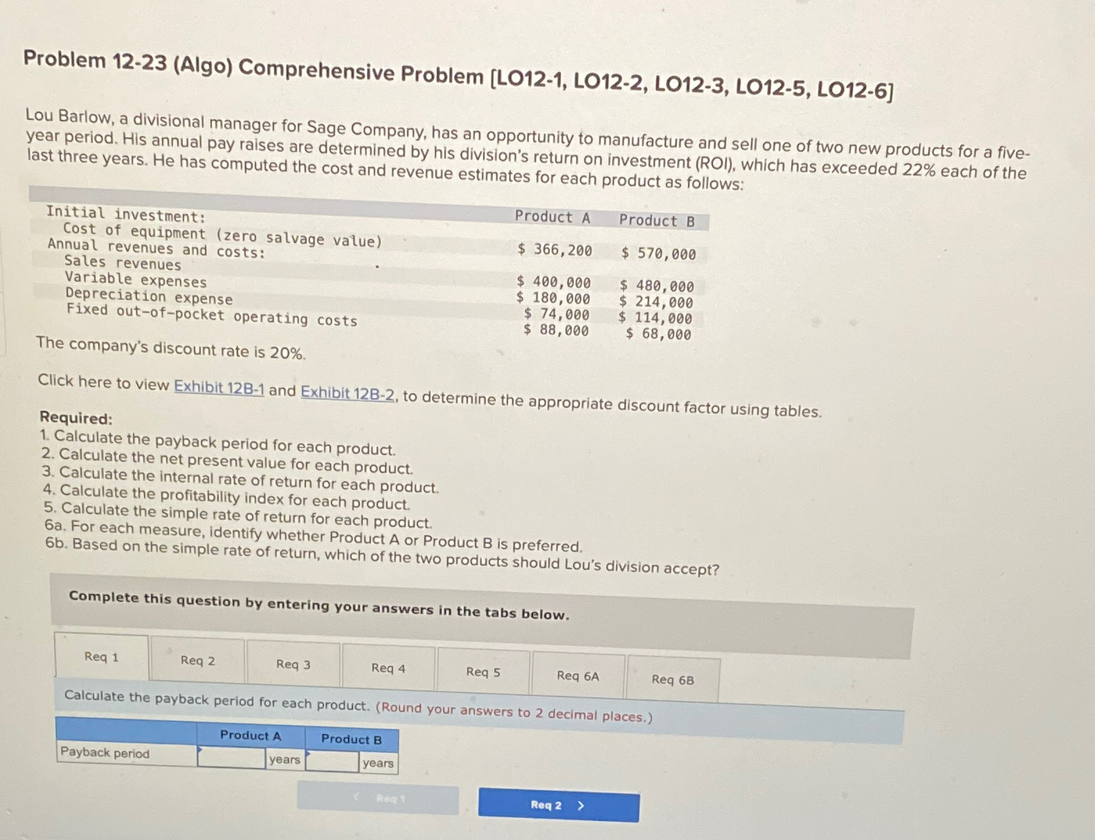 Solved Problem 12-23 (Algo) ﻿Comprehensive Problem [L012-1, | Chegg.com