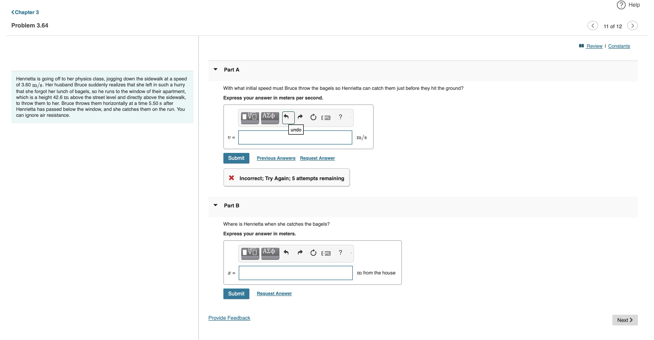 Solved Henrietta is going off to her physics class, jogging | Chegg.com