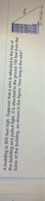 Solved A building is 400 feet high. Suppose that a wire is | Chegg.com