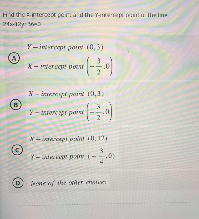 Solved Find the X-intercept point and the Y-intercept point | Chegg.com