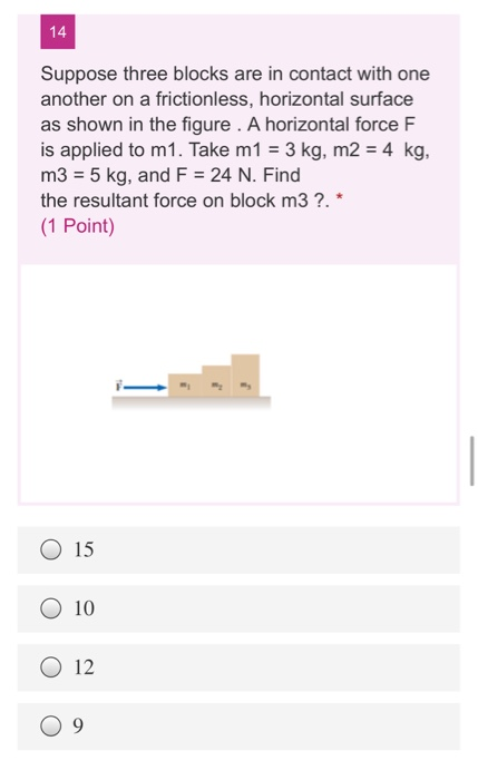 Solved 14 Suppose three blocks are in contact with one | Chegg.com Solved 14 Suppose three blocks are in contact with one | Chegg.com