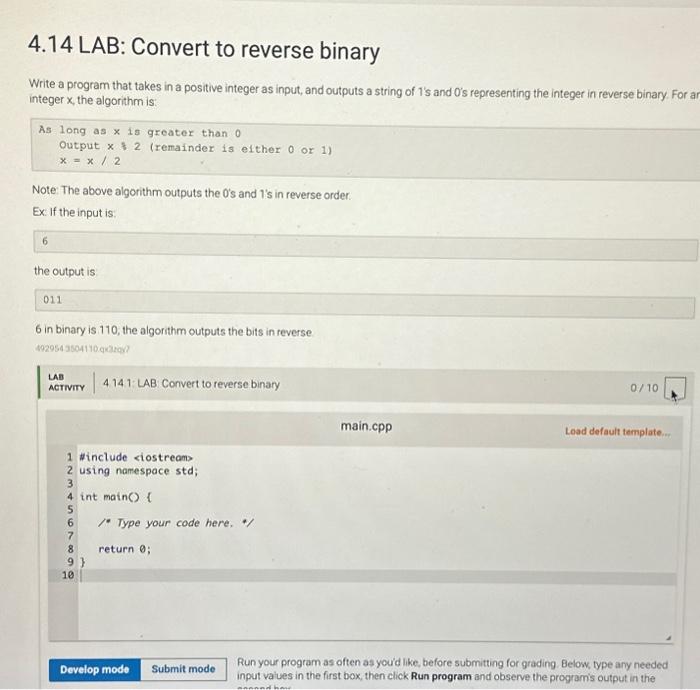 Solved Note: The above algorithm outputs the 0's and 1's in | Chegg.com