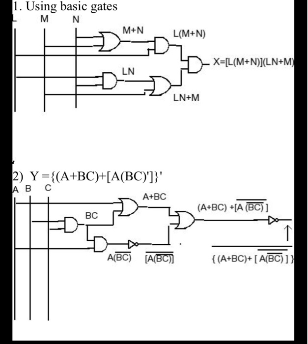 Solved 1. Using basic gates M N M+N L(M+N) D-XLN | Chegg.com