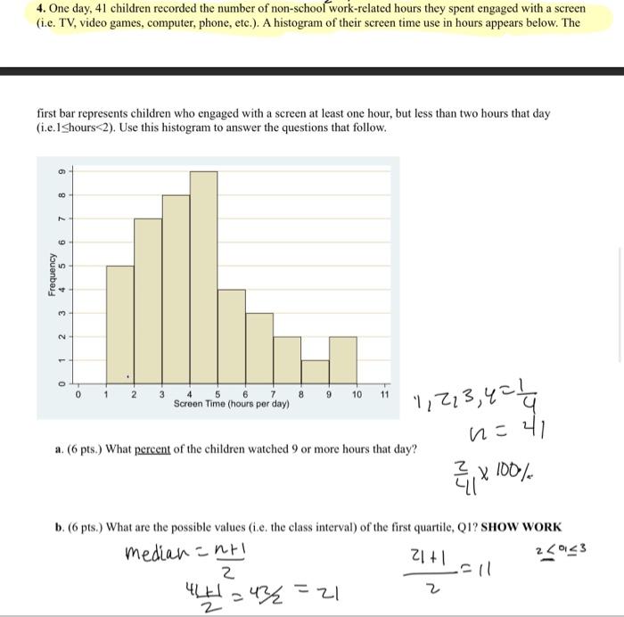 Solved 4. One day, 41 children recorded the number of | Chegg.com