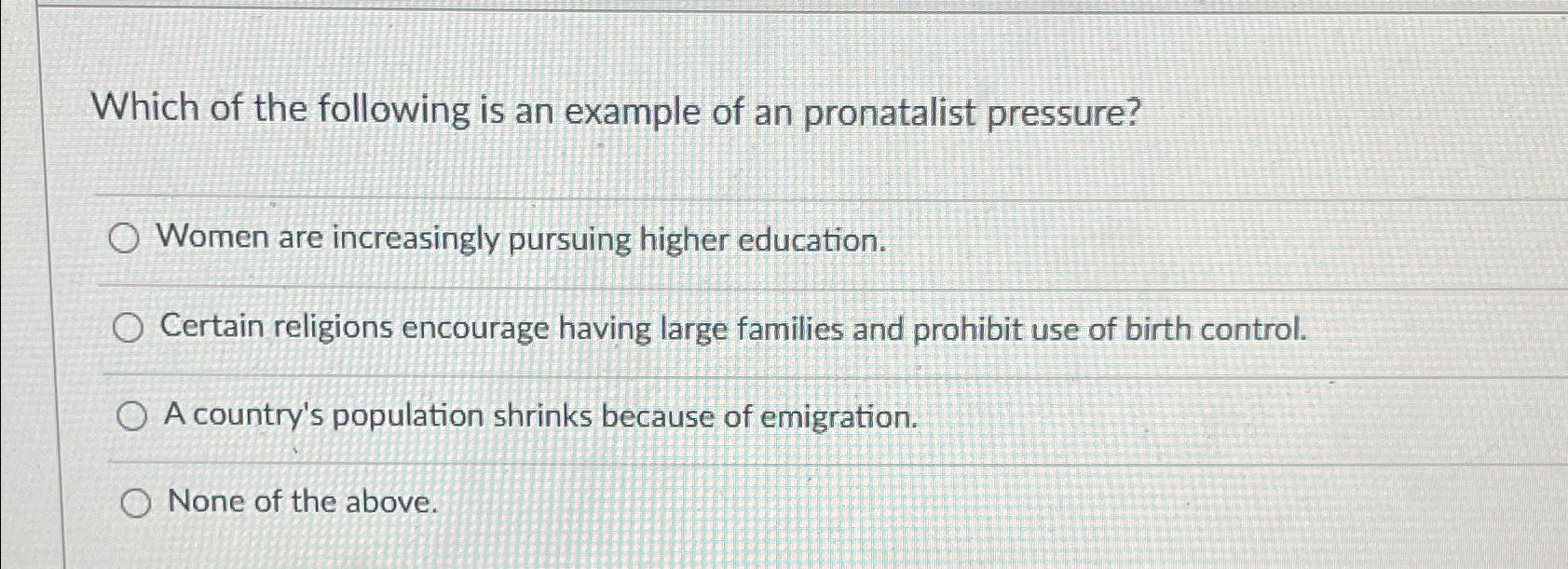 Solved Which of the following is an example of an | Chegg.com