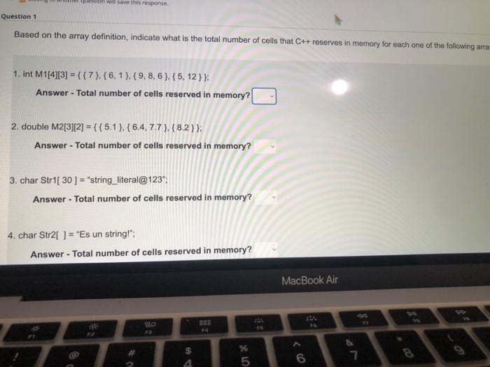 Solved Based on the array definition, indicate what is the | Chegg.com