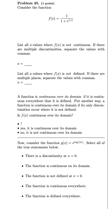 Solved Problem 25. (1 ﻿point)Consider the | Chegg.com