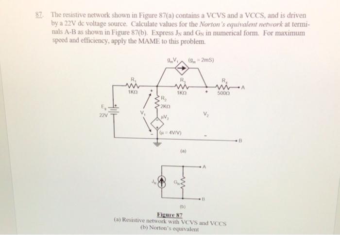 Solved 87. The resistive network shown in Figure 87(a) | Chegg.com
