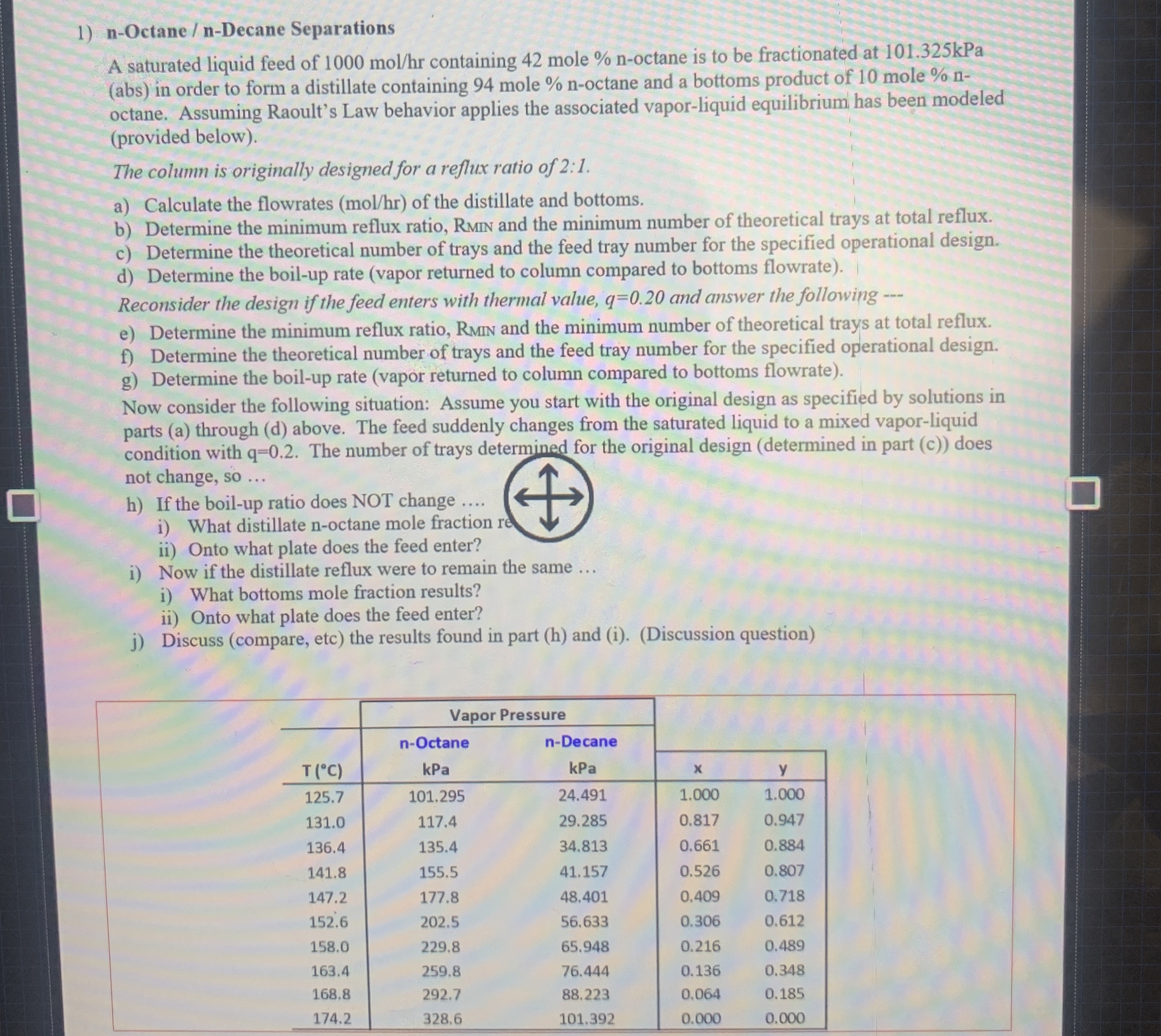 Solved n-Octane / ﻿n-Decane SeparationsA saturated liquid | Chegg.com